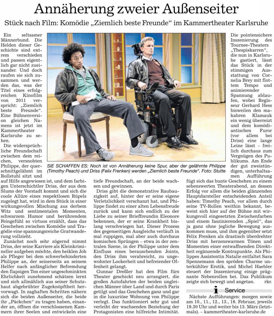 Timothy Peach in „Ziemlich beste Freunde“ – Agentur Reuter